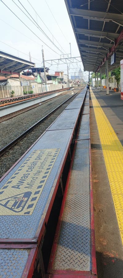 Urban Train Station Platform with Empty Railway Tracks Stock Image ...
