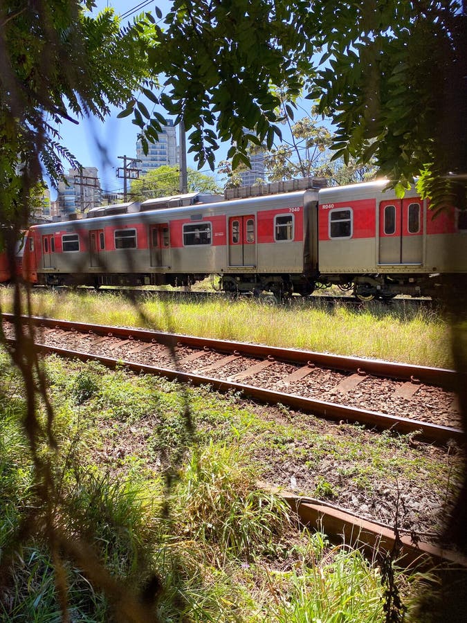 Urban train on a sunny day stock image. Image of wagons - 357167453