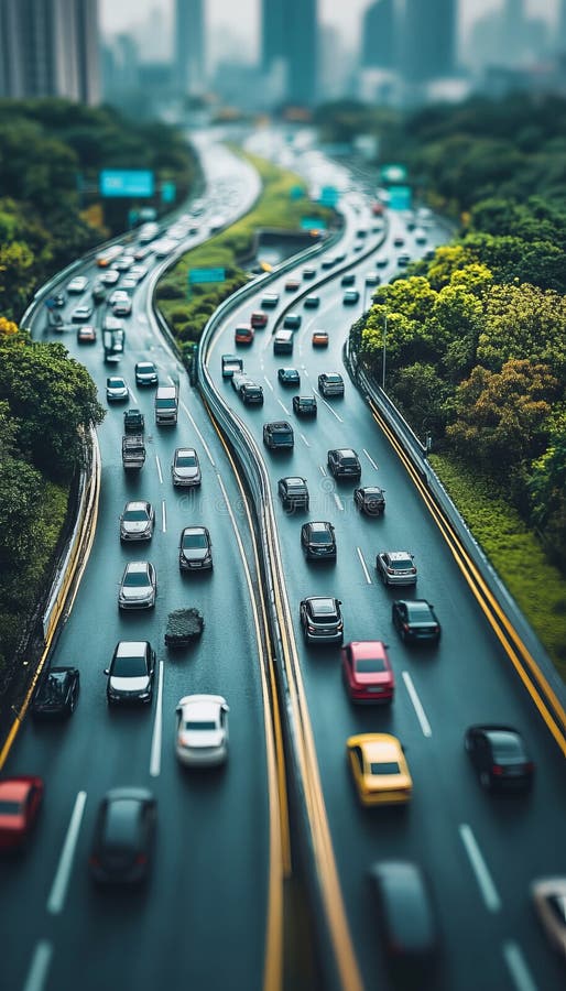 Urban Transportation Artery, Elevated Expressway, Highway Rush Hour ...