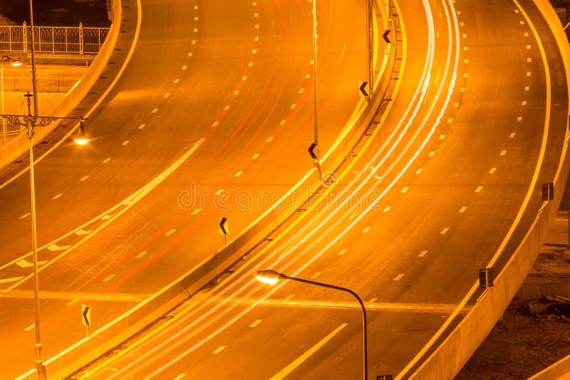 Urban Transportation. Traffic Trails on a Highway Stock Image - Image ...