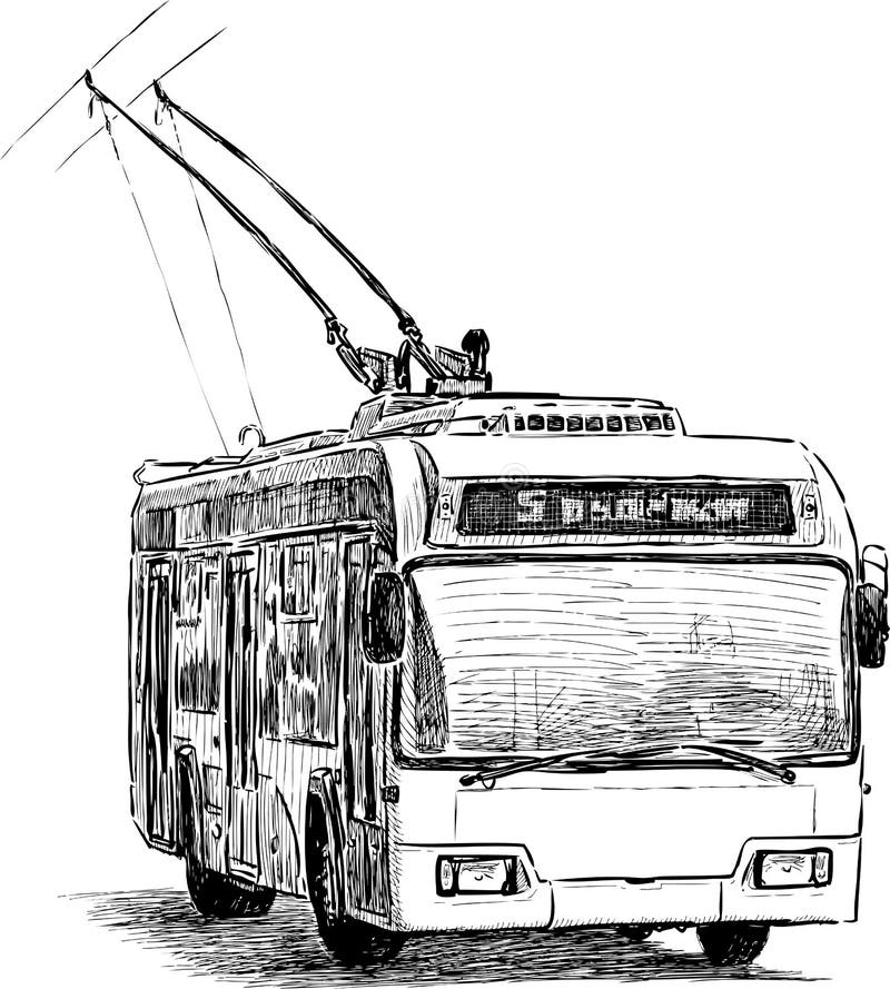 Urban trolleybus stock vector. Illustration of drawn - 50251799