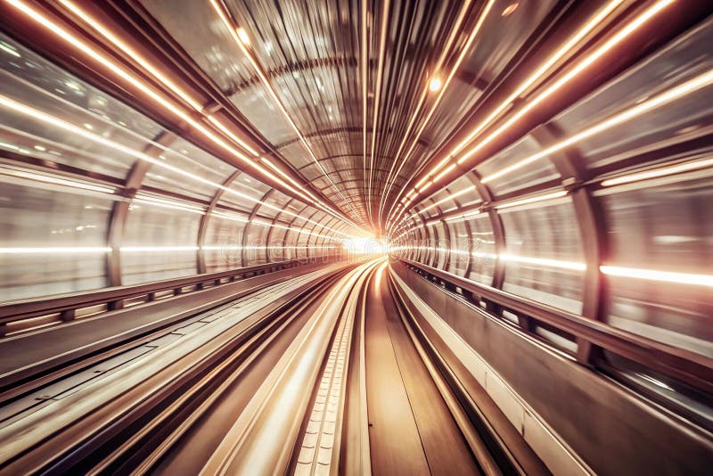 Urban Tunnel, Moving Train, Futuristic Perspective, Bright Future Stock ...