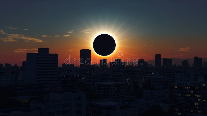 Urban Twilight Under the Solar Eclipse. Stock Image - Image of twilight ...