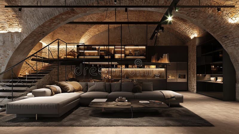 Urban Underground Studio Interior Concept Stock Illustration ...