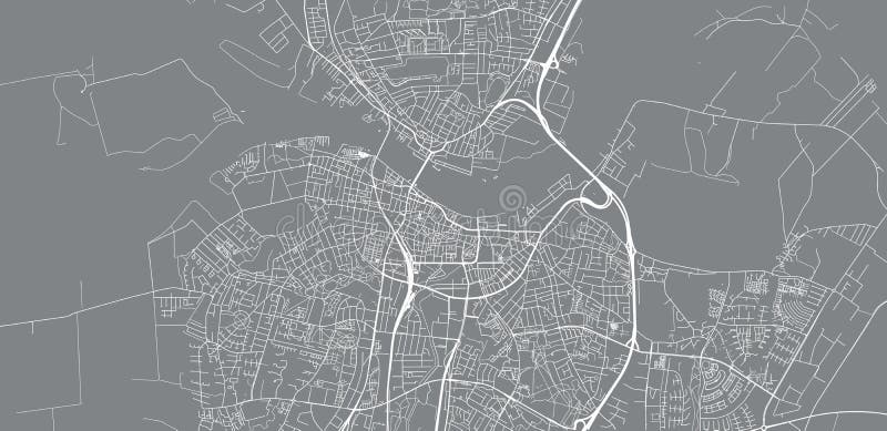 Urban Vector City Map of Aalborg, Denmark Stock Vector - Illustration ...