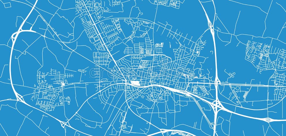 Urban Vector City Map of Herning, Denmark Stock Vector - Illustration ...