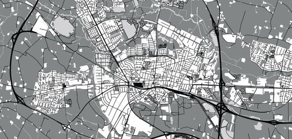 Urban Vector City Map of Herning, Denmark Stock Vector - Illustration ...