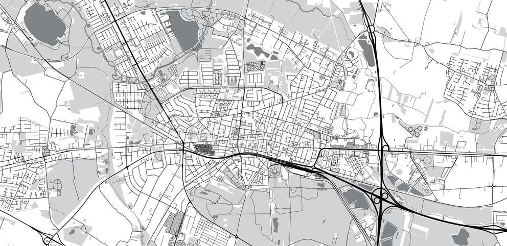 Urban Vector City Map of Herning, Denmark Stock Vector - Illustration ...