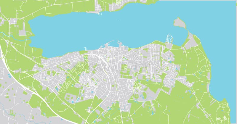Urban Vector City Map of Holbaek, Denmark Stock Vector - Illustration ...