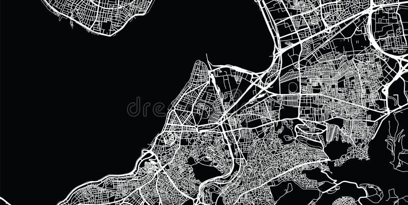 Urban Vector City Map of Izmir, Turkey Stock Vector - Illustration of ...