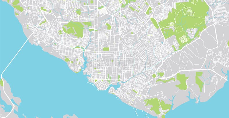 Urban Vector City Map of Manaus, Brazil Stock Vector - Illustration of ...