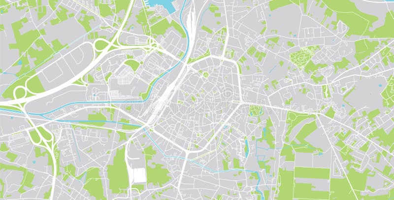 Urban Vector City Map of Mons, Belgium Stock Vector - Illustration of ...