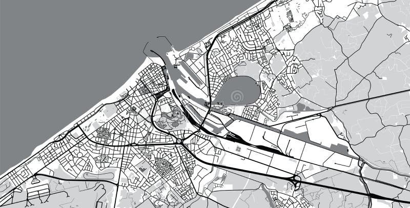Urban Vector City Map of Ostend, Belgium Stock Vector - Illustration of ...