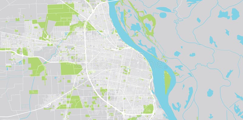 Urban Vector City Map of Rosario, Argentina Stock Vector - Illustration ...