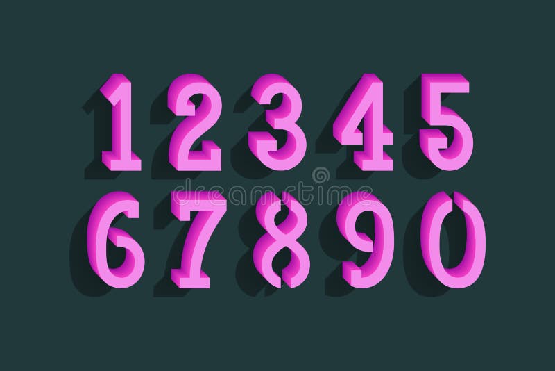 Urban Vector Numbers in 3d Vibrant Style Stock Vector - Illustration of ...