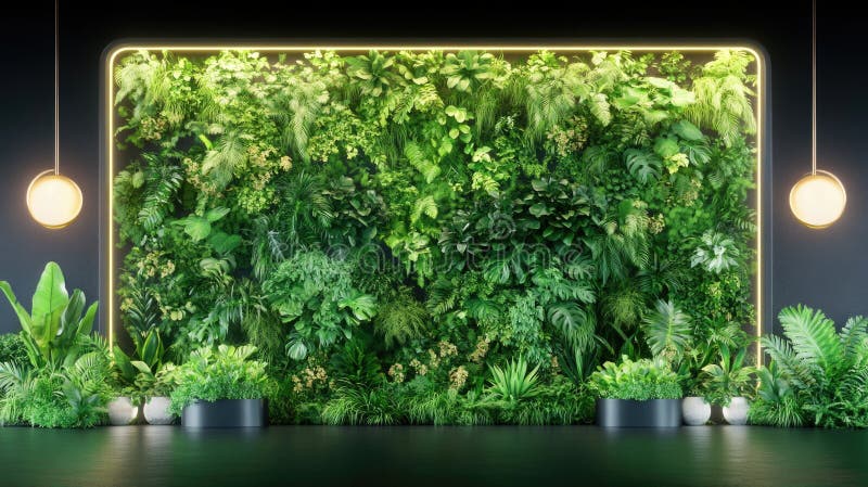 Urban Vertical Garden Design Featuring Lush Greenery on Wall Stock ...