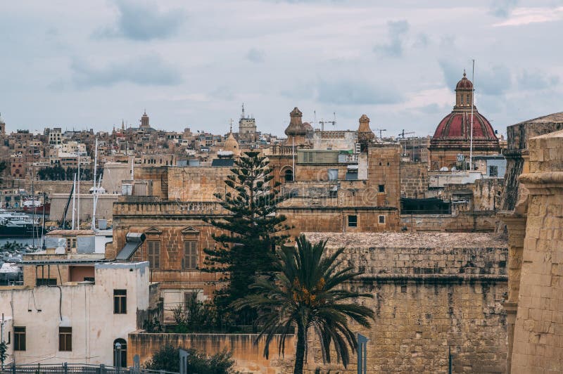 View of Bormla (Cospicua) from Valletta Stock Photo - Image of boat ...