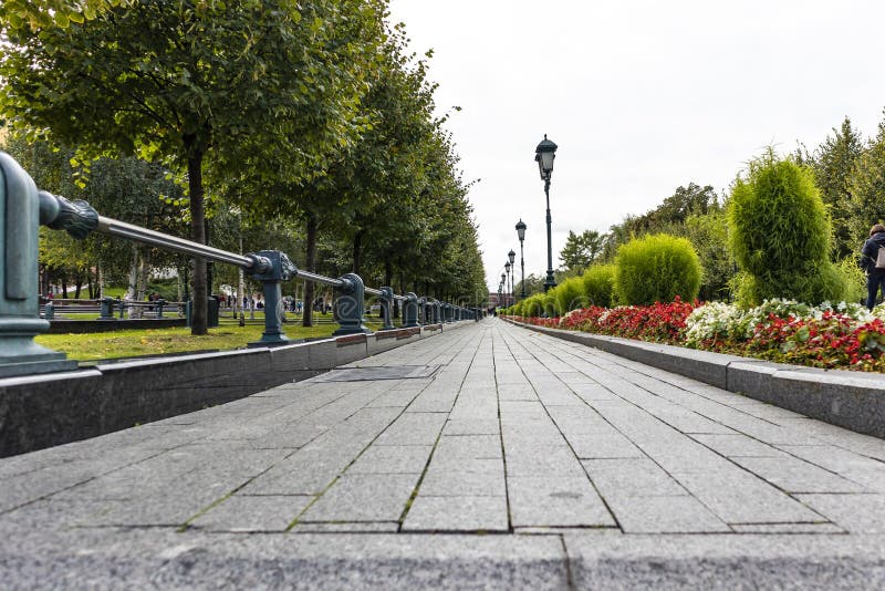 Urban Walking Path on a Garden in Moscow Stock Image - Image of russia ...