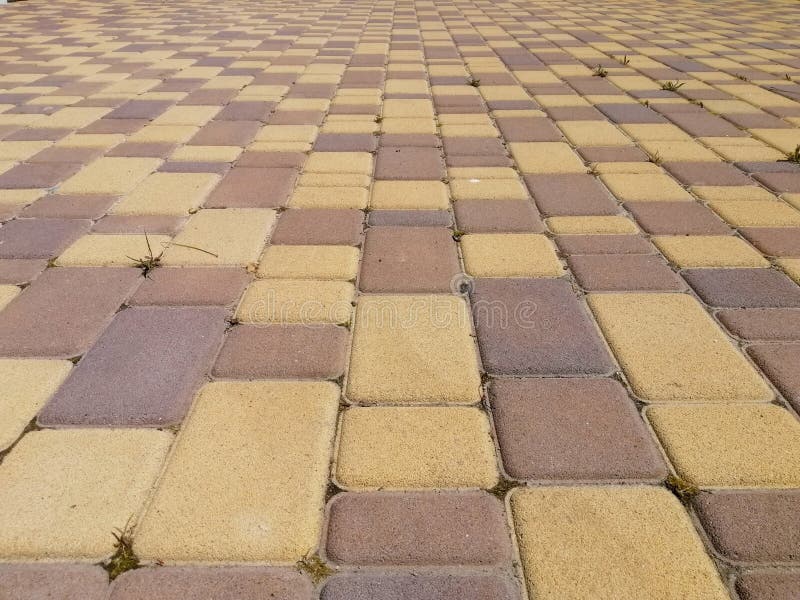 Urban Walkway Made of Decorative Colored Pavement Blocks, Combining ...