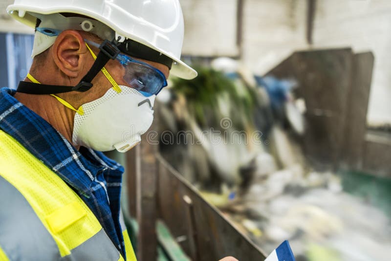 Urban Waste Sorting Facility Technician Stock Image - Image of waste ...