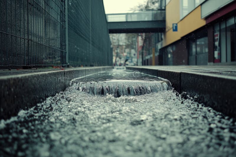 Urban Water Problems: a Drainage Issue in a City Stock Image - Image of ...