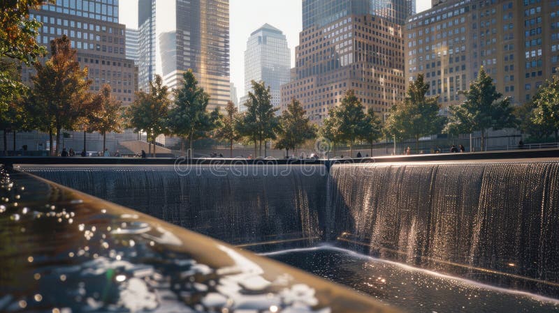 Urban Waterfall Surrounded by Tall Buildings, Ideal for Architecture ...