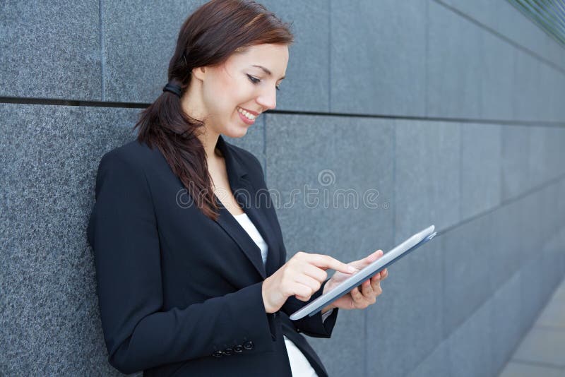 Urban Woman Using Tablet Computer Stock Image - Image of online ...
