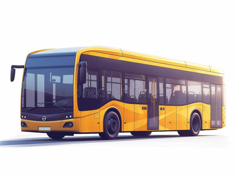 Urban Yellow Bus Isolated on White Background Stock Photo - Image of ...