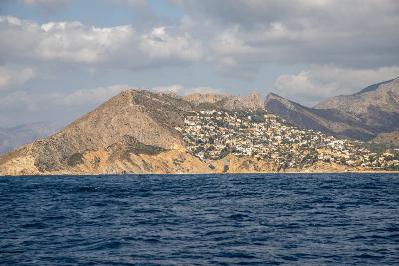 Urbanization at the Foot of the Mountain in Calpe, Views from the Sea ...