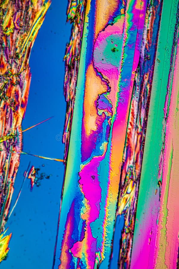 Urea Crystals in Polarized Light Under the Microscope Stock Image ...