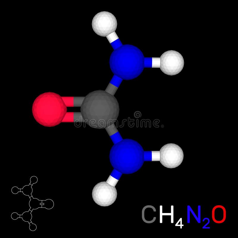 Urea Model Molecule. Isolated on Black Background Stock Vector ...