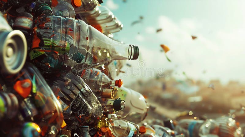 The Urgency of Recycling: a Collage of Plastic Bottles. Generative Ai ...