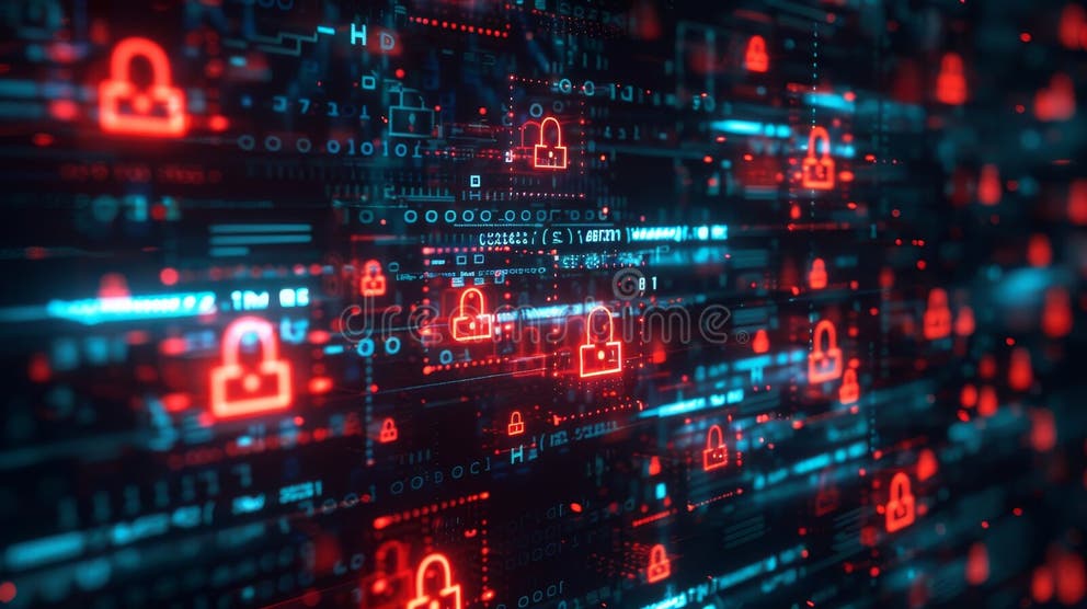 Urgent Data Breach Alert High Tech Virtual Screen with Warning Icons ...