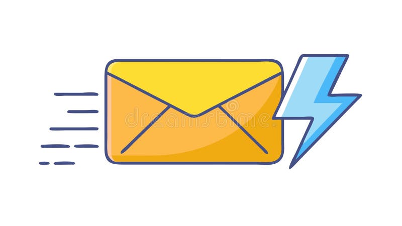 Urgent Email Notification with Lightning Bolt Icon, Vector Design ...