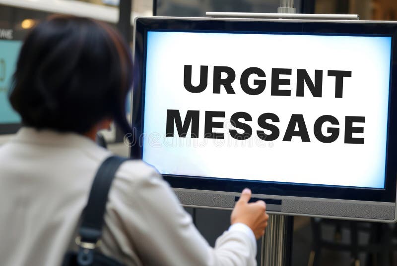URGENT MESSAGE Word Text on Tv Screen Stock Illustration - Illustration ...