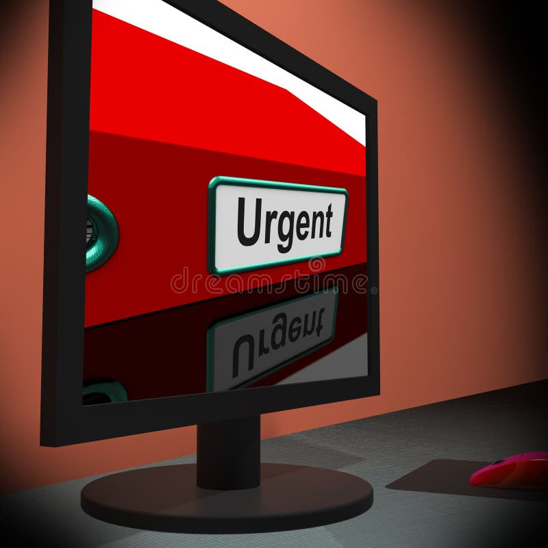 Urgent on Monitor Shows Immediate Response Stock Illustration ...