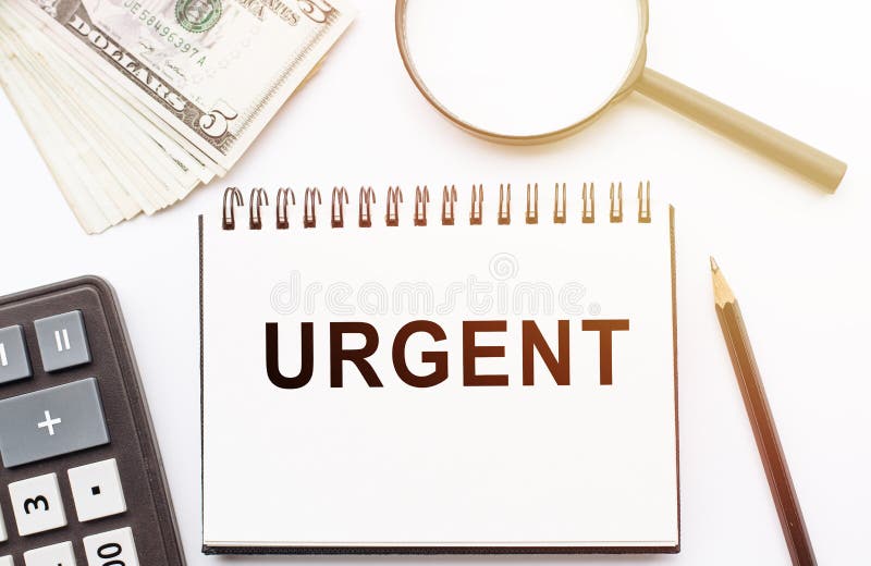 URGENT Sticky Written on Notebook. Urgent Business Concept Stock Photo ...