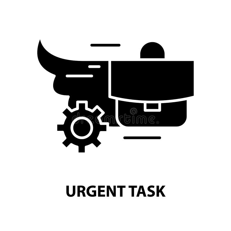 Urgent Task Icon, Black Vector Sign with Editable Strokes, Concept ...