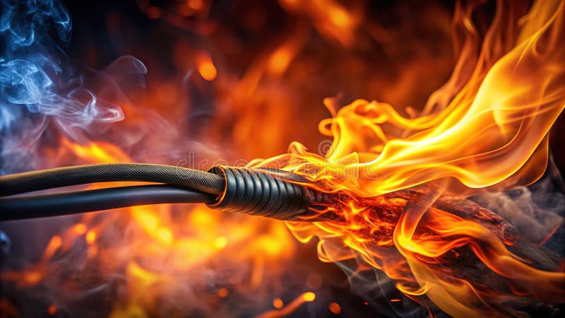 Urgent Warning Burning Electrical Cable Immediate Fire Safety Hazard ...
