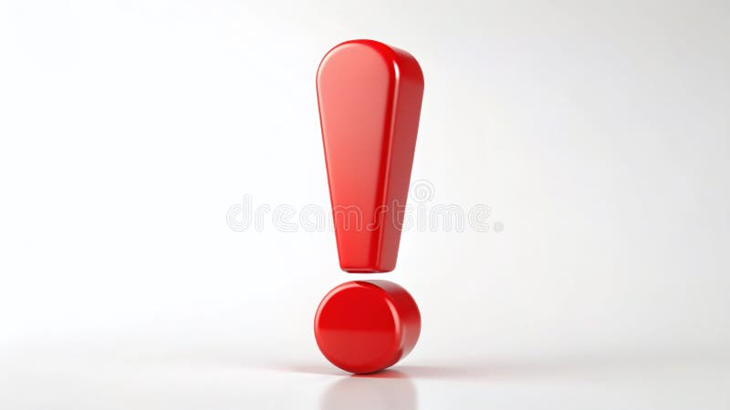 Urgent Warning Simple Red Exclamation Point Sign on Clean White ...