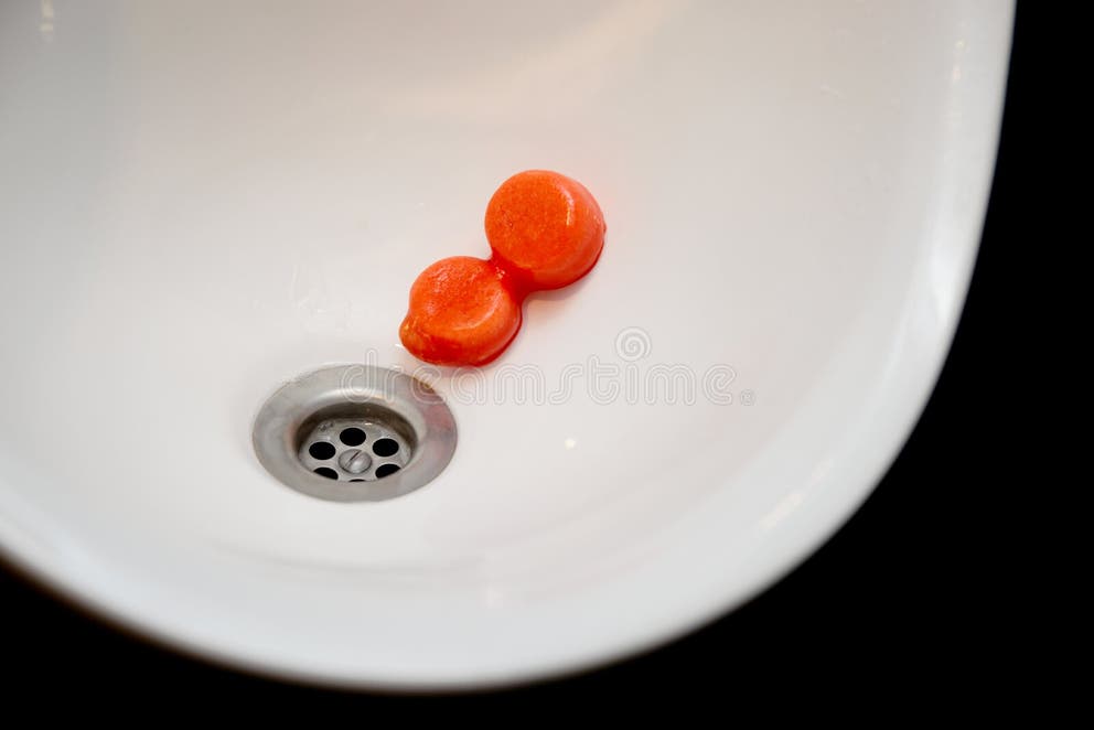 Urinal Bowl with Antiseptic Tablets, Close-up Stock Image - Image of ...