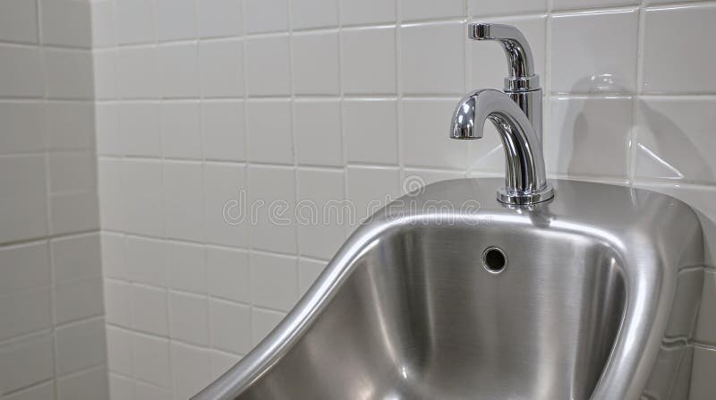 Urinal in Clean and Modern Public Restroom for Men, WC Stock ...
