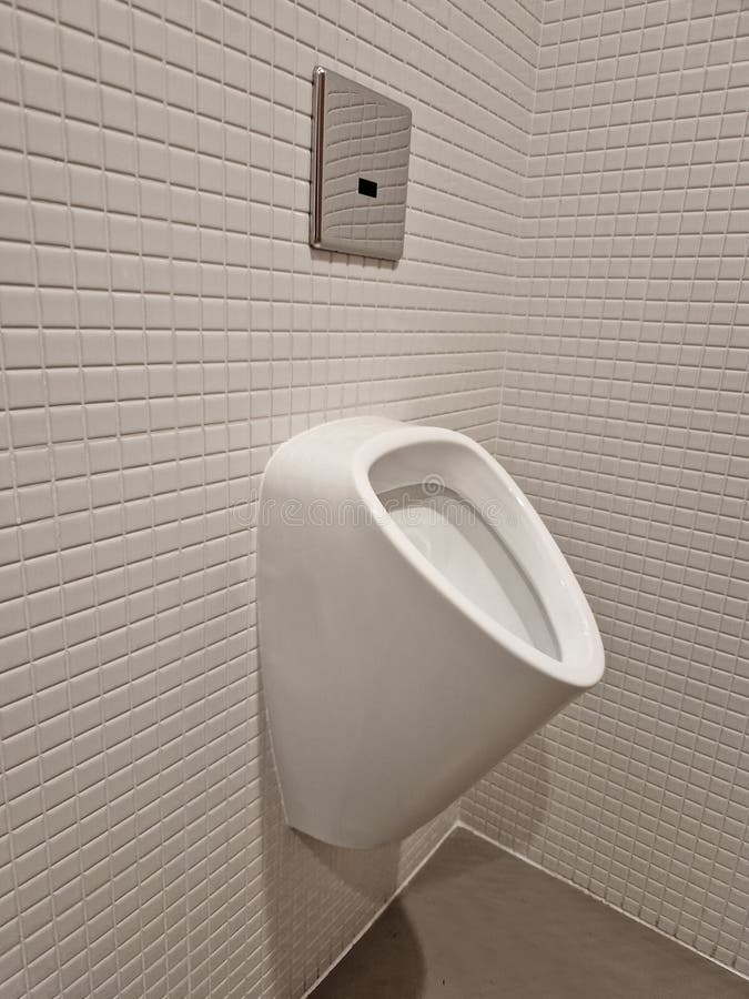 Urinal Lined with White Ceramic Tiles Square Texture Mosaic. Stock ...