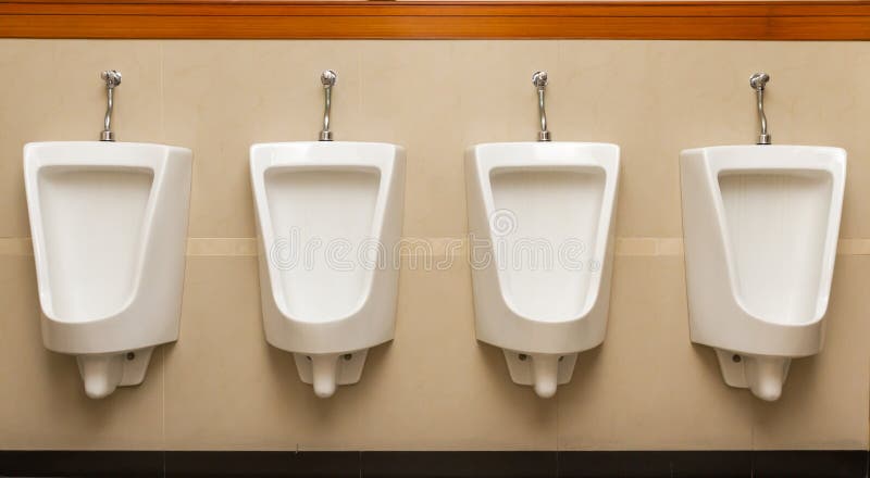 Urinal Man Four Clean Toilets in Public Toilets. Stock Image - Image of ...