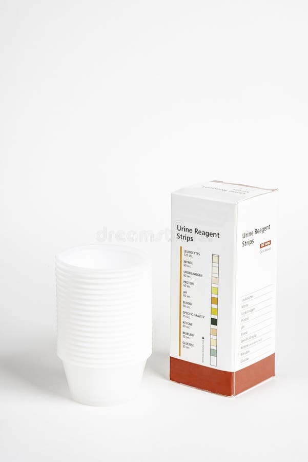Urine Strips Box and a Stack of Plastic Containers Editorial Stock ...