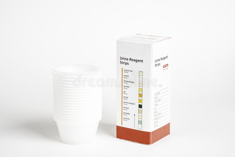 Urine Strips Box and a Stack of Plastic Containers Editorial ...
