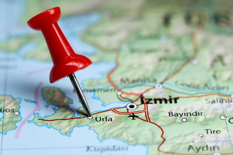 Urla, Turkey pin on map stock photo. Image of destination - 372924216