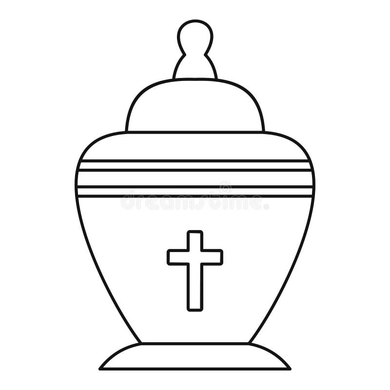 Urn icon, outline style stock vector. Illustration of crematory - 80573355