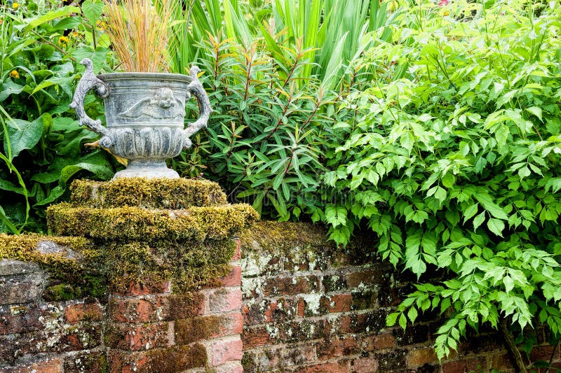 Urn on top of a wall stock photo. Image of ornamental - 32540384