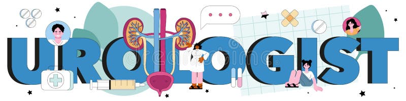 Urologist Typographic Header. Urinary System Examination, Kidney Stock ...